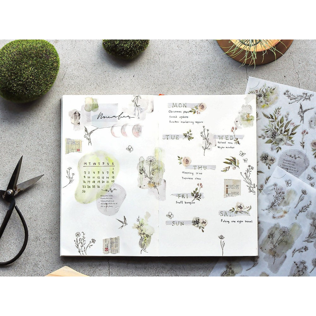 MU Print-On Transfer Stickers 150 - Grey Green Florals - BPOP-001150 ...