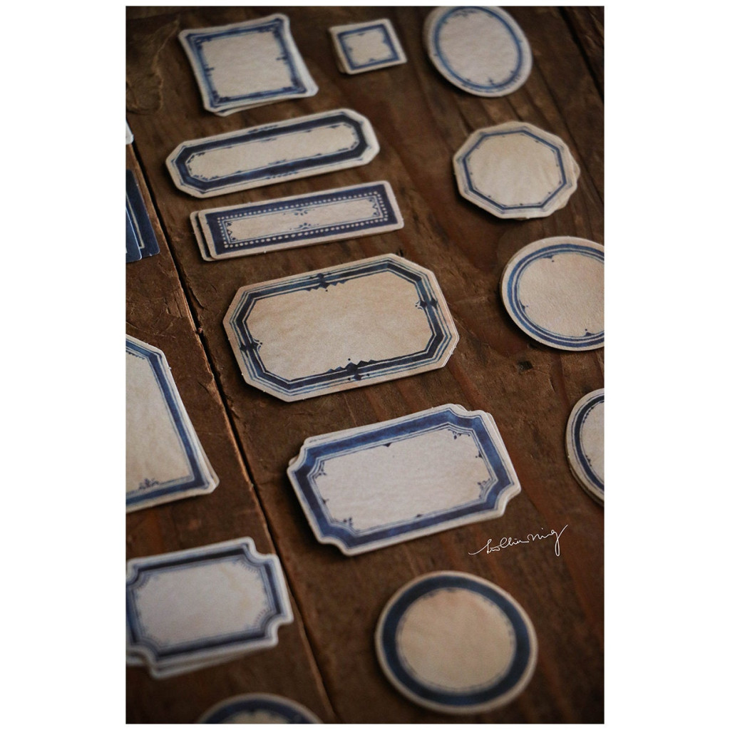 Lin Chia Ning Label Stickers Red And Blue - With Background Color ...