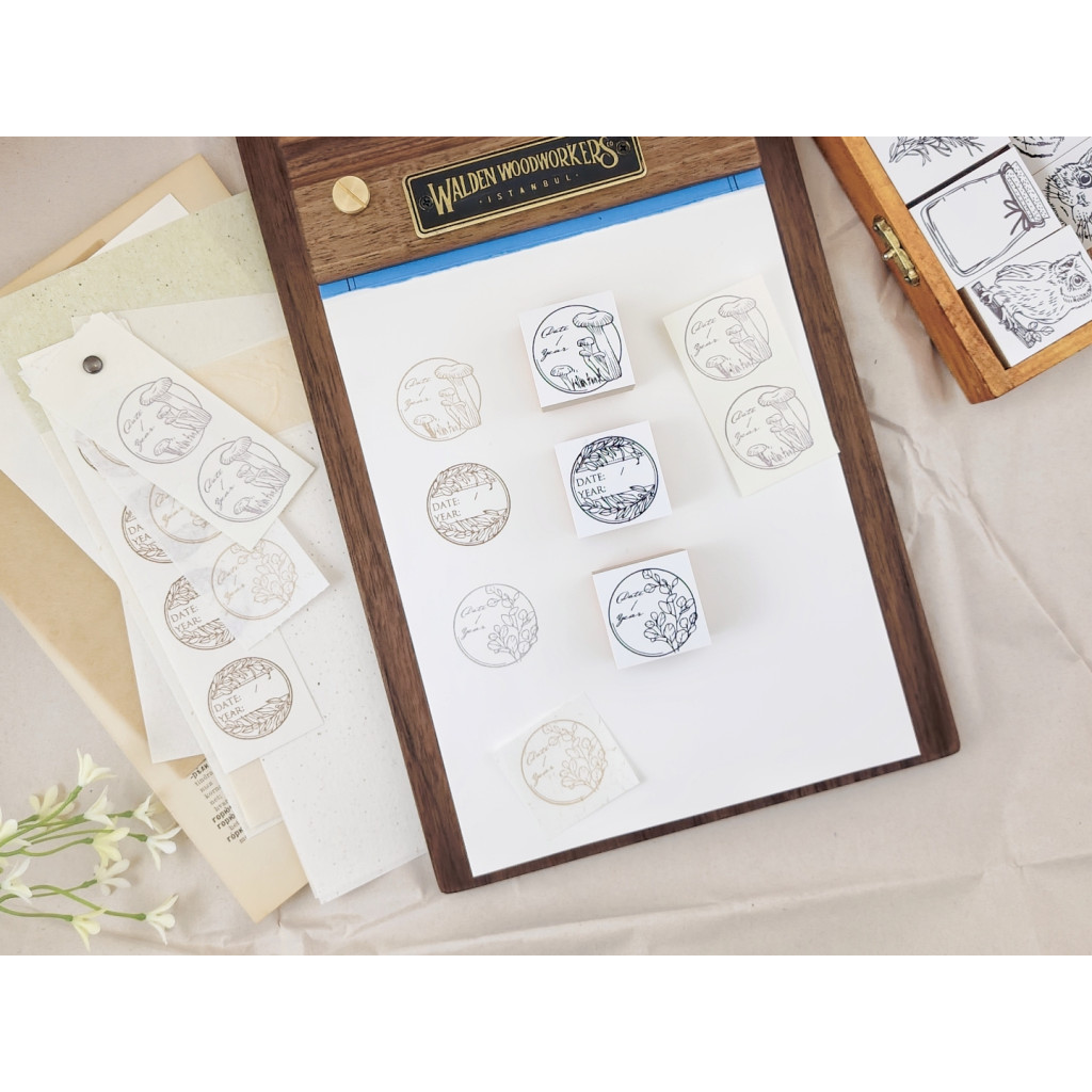 Ponchise Wooden Rubber Stamp Round Date Label - Eucalyptus - RS40 ...