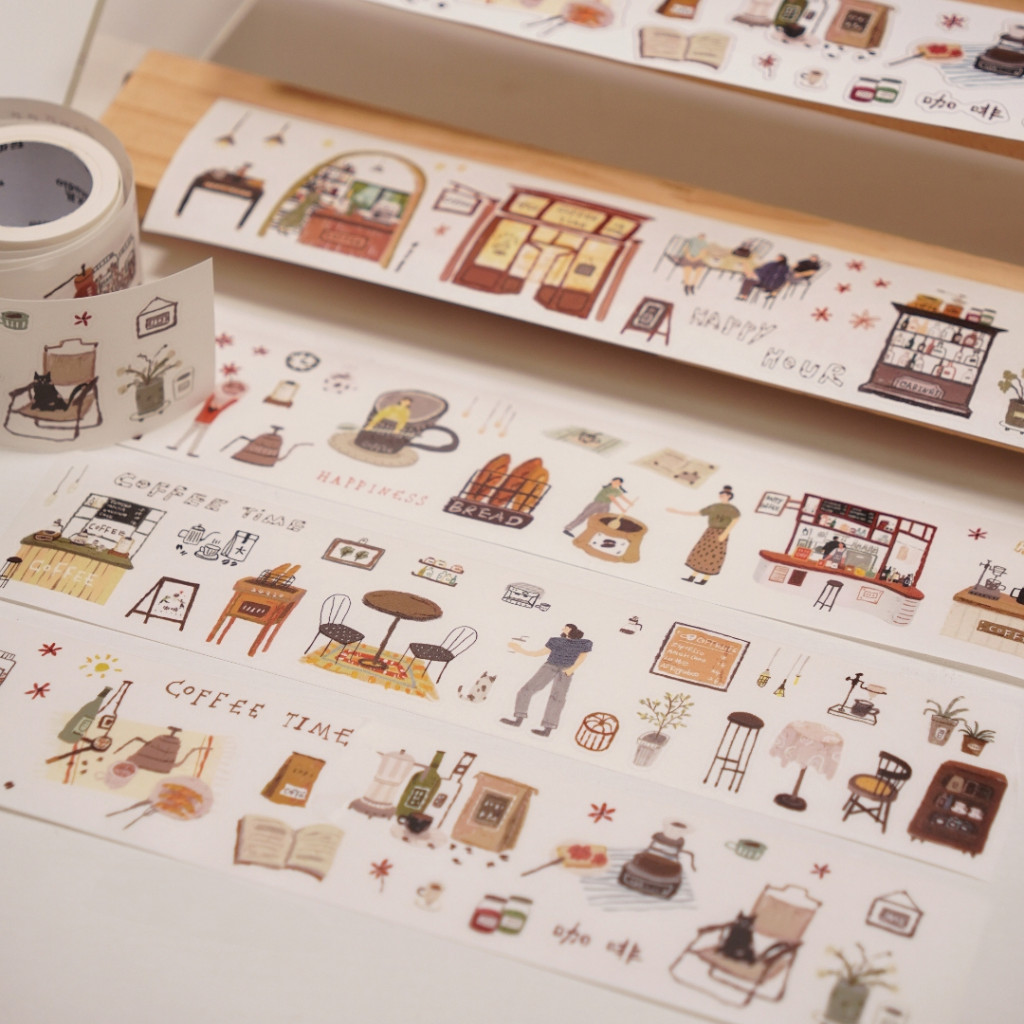 Wanle Studio Kiss-Cut Washi Tape - Coffee Time - WNL-49 | Kuldlelu