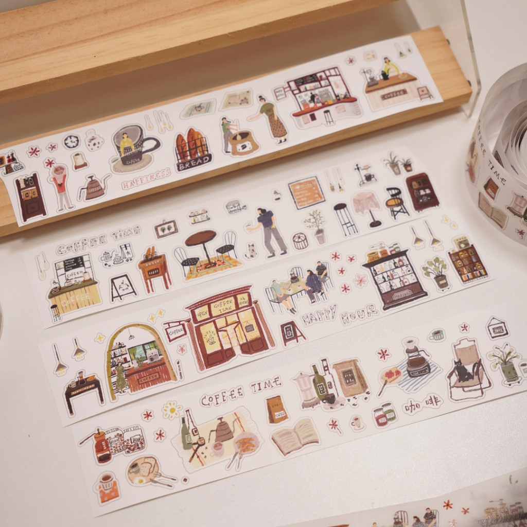 Wanle Studio Kiss-Cut Washi Tape - Coffee Time - WNL-49 | Kuldlelu