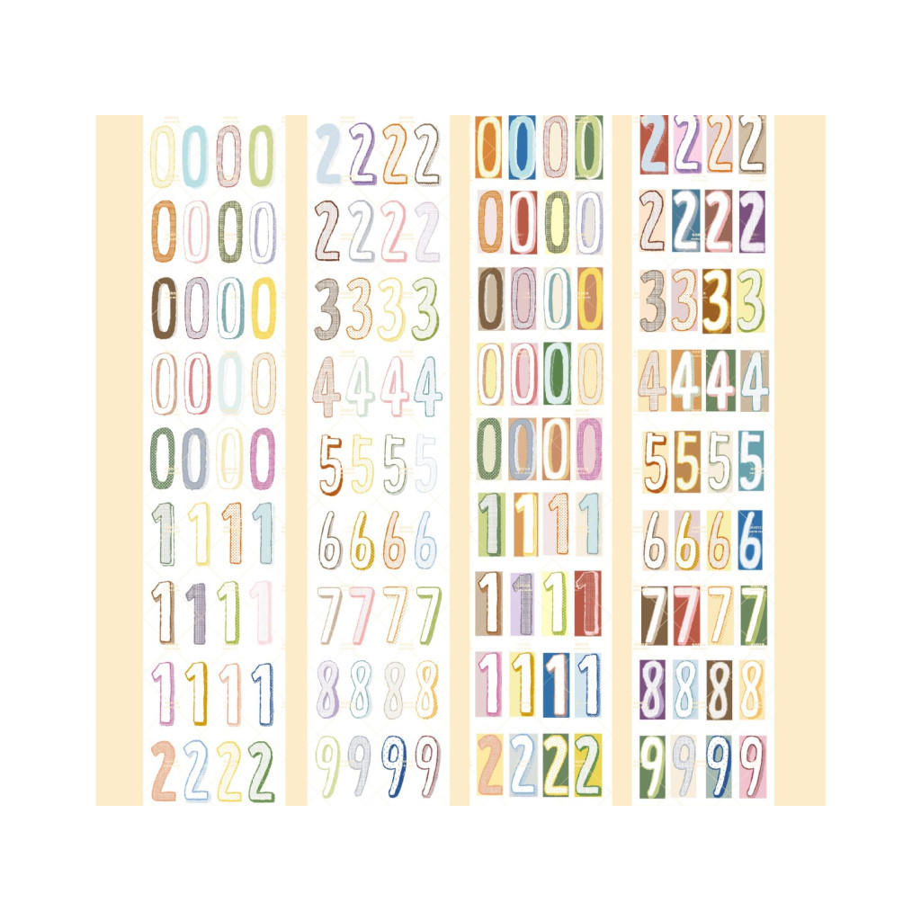 Wanle Studio Die-Cut Tape - Long Numbers Color - WNL70-71 | Kuldlelu