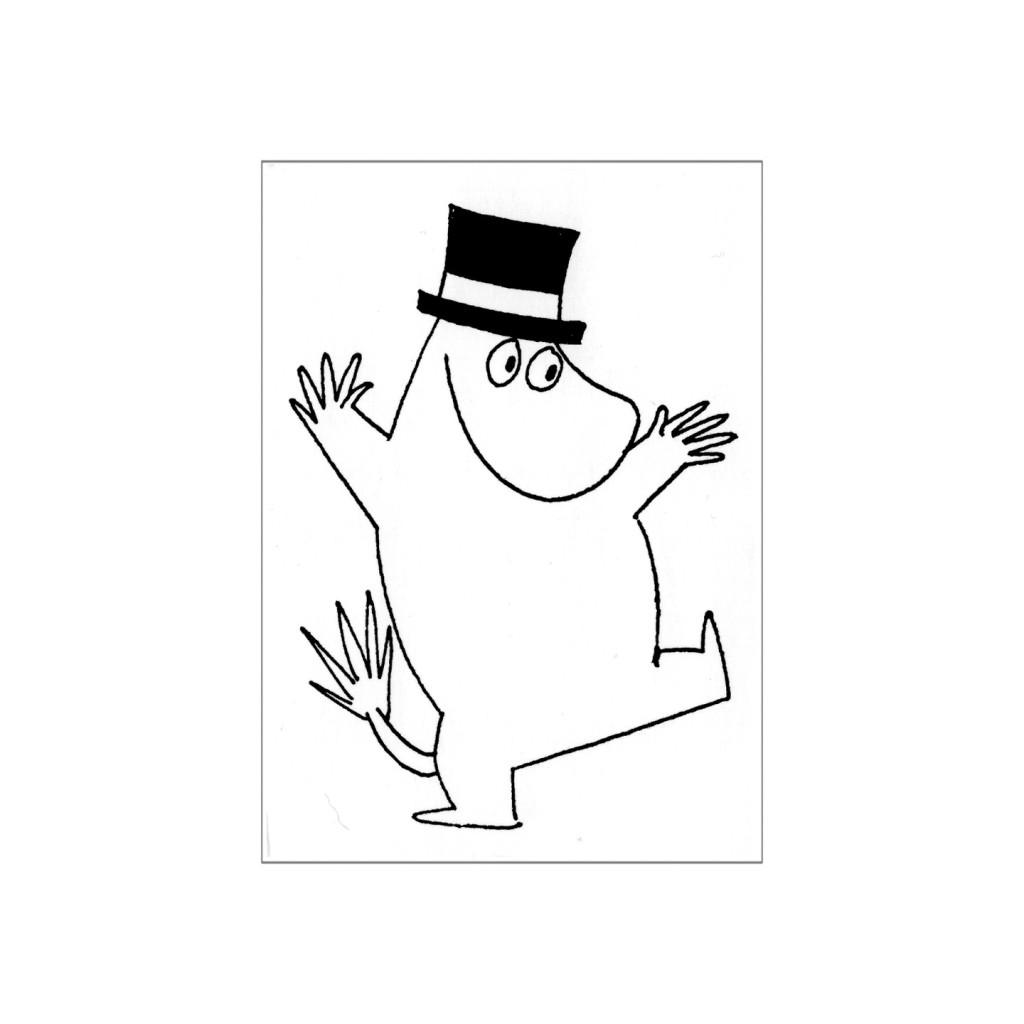 Moomin Postcard Black And White - Moominpappa | Kuldlelu