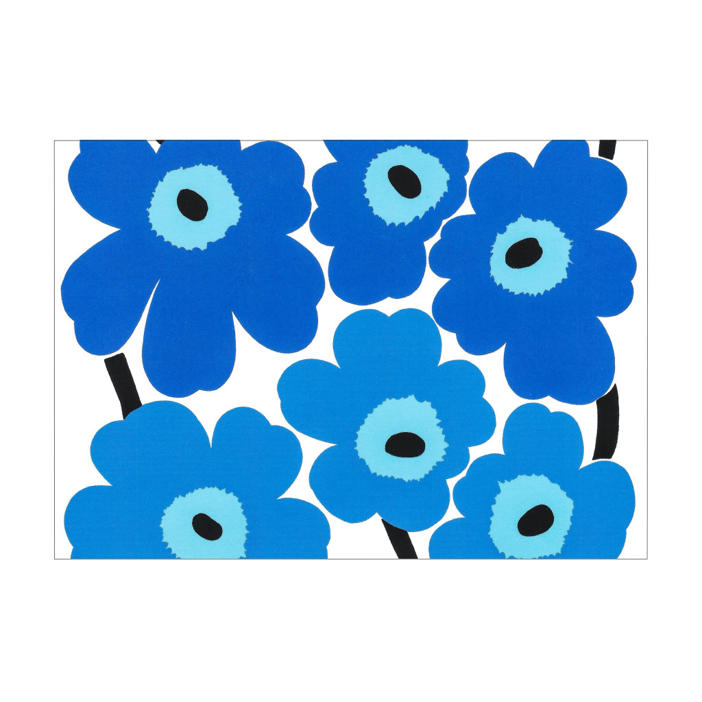 Marimekko Postcard Maija Isola Unikko - Blue Flowers | Kuldlelu