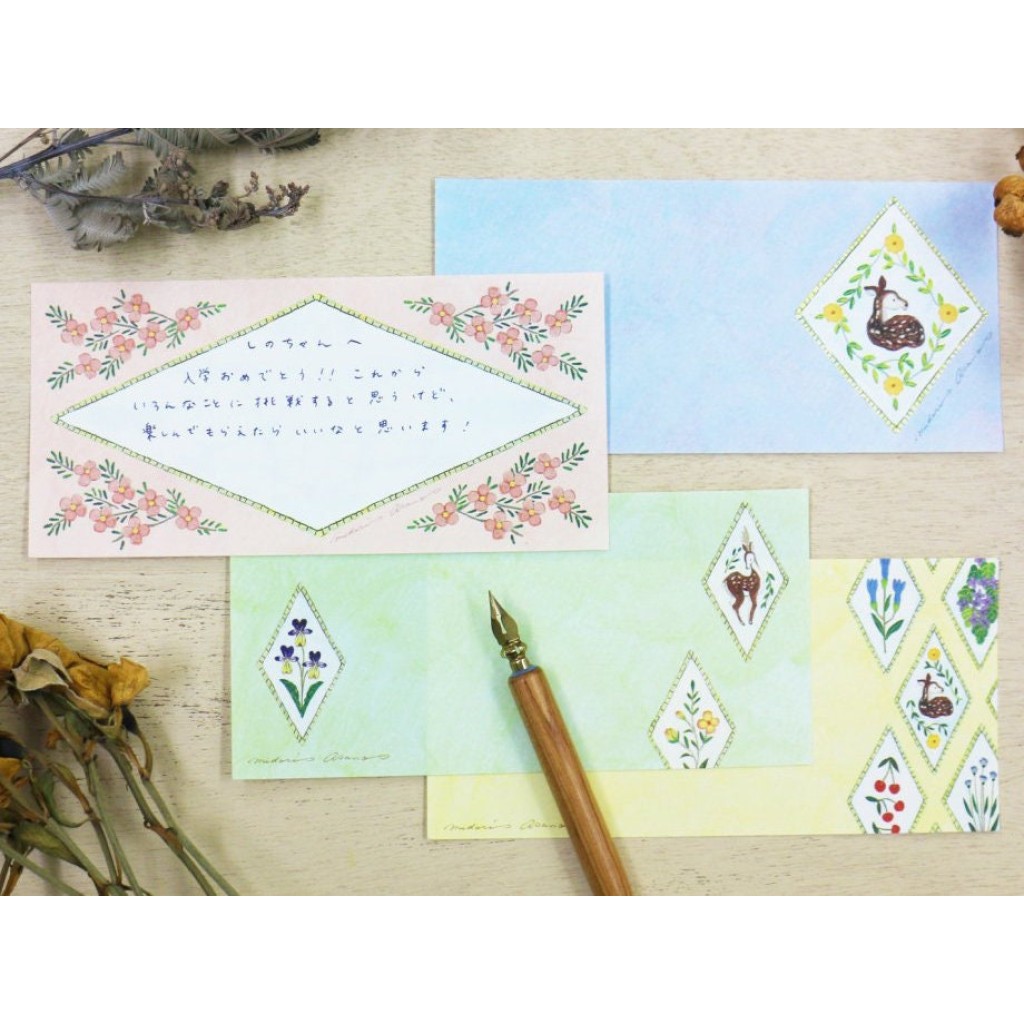 Midori Asano Notepad - Deer And Flowers | Kuldlelu