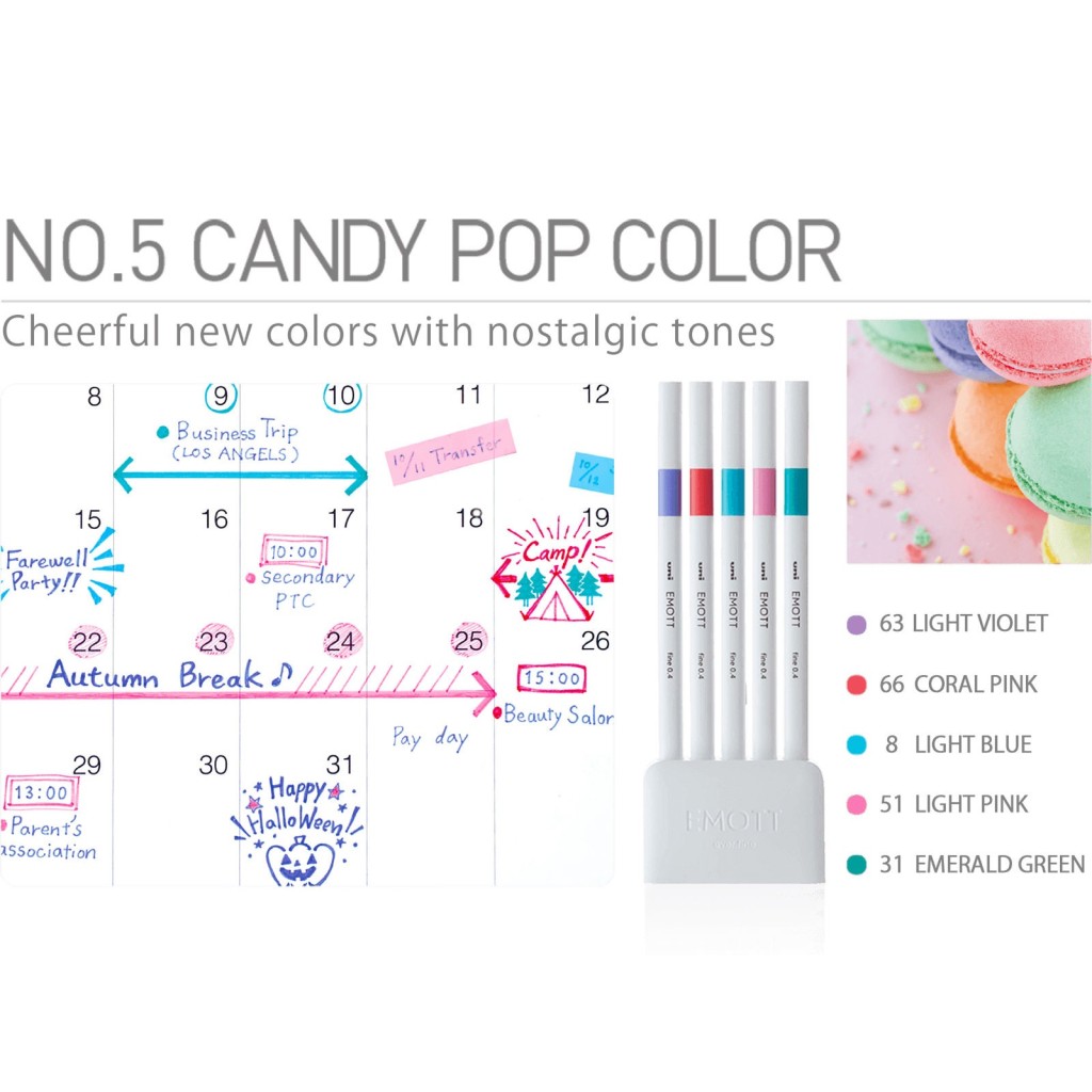 Uniball EMOTT Fineliner Marker Set 05 - Candy Pop Color - Color | Kuldlelu