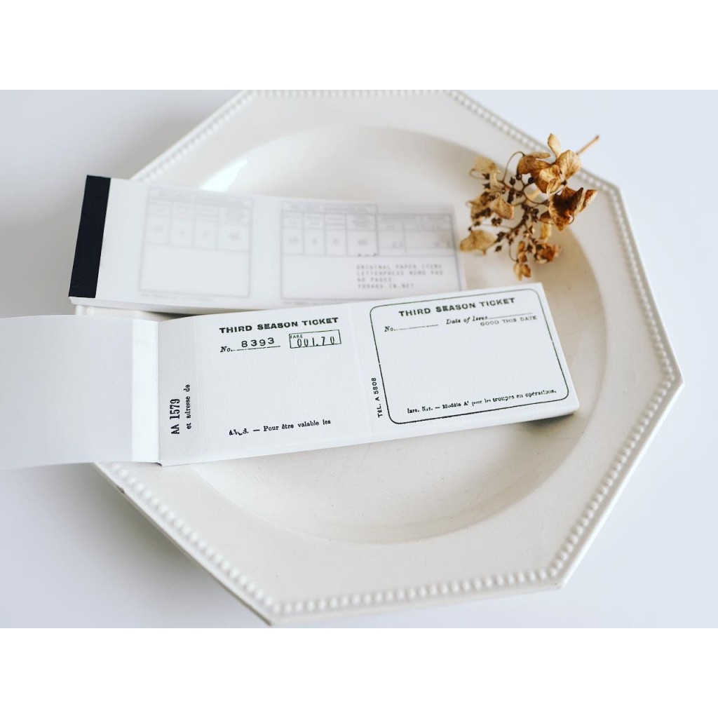 Yohaku Letterpress Notepad M098 - Ticket - Ticket | Kuldlelu